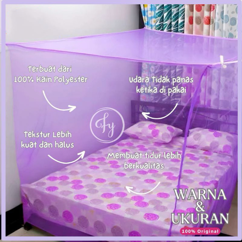 Jual Kelambu Kotak POLOS Jumbo 180x200cm - Kelambu Gantung Anti Nyamuk ...