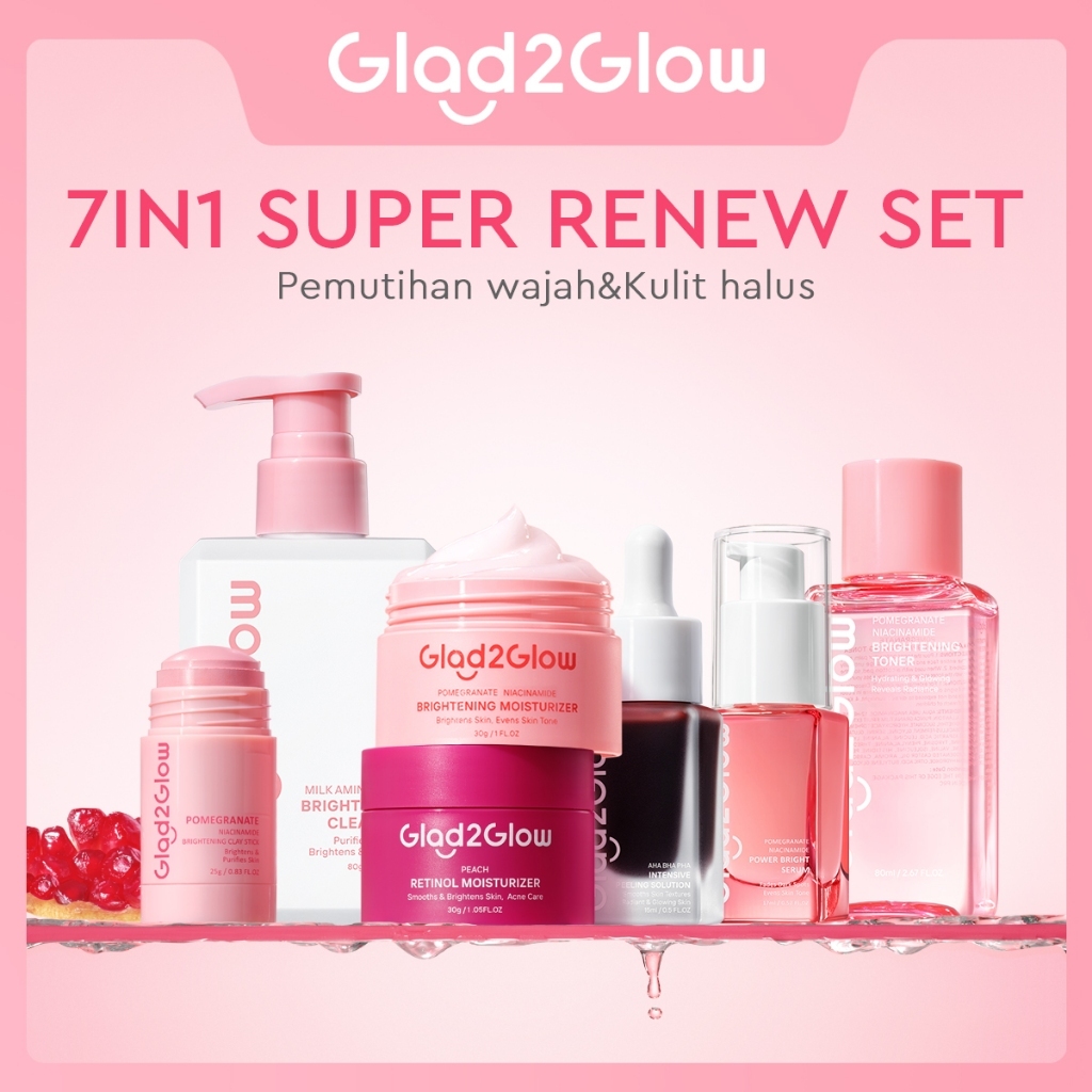 Jual [Free Gift]Glad2Glow Glowing & Renew bundle 7in1 7pcs-Brightening toner+Brightening ...