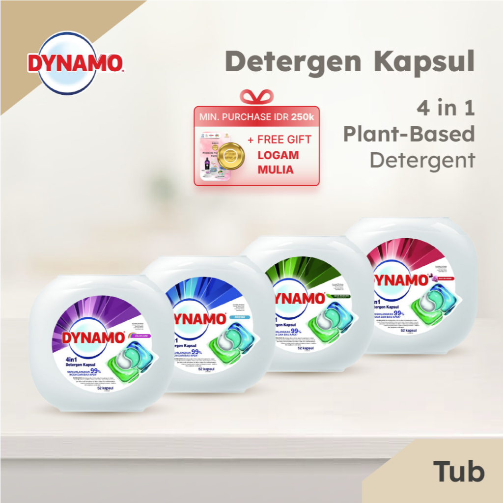 Jual DYNAMO 4in1 Detergen Kapsul Tube (Isi 52 Pcs) | Shopee Indonesia