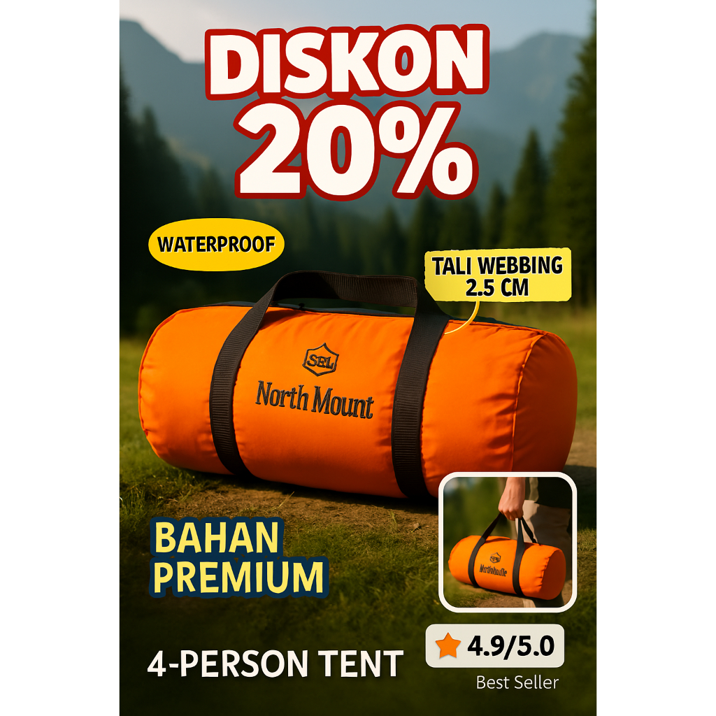 Jual [COD] Tas Tenda 4 Orang North Mount – Waterproof Kuat & Jahitan ...