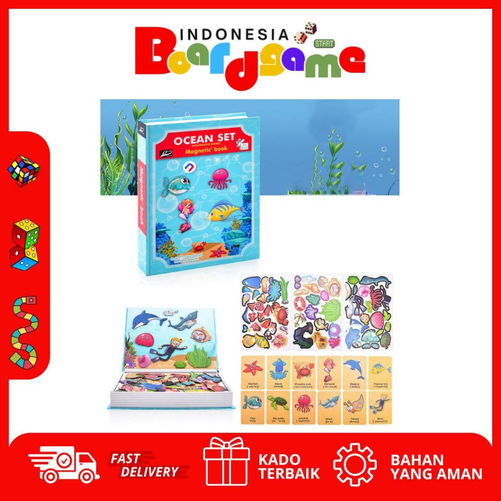 Jual Mainan Magnetic Book Puzzle Ocean Set Underwater World 62 pcs ...