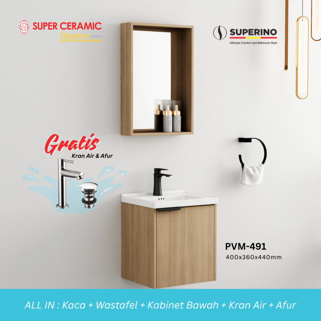 Jual SUPERINO Solid Wall-Mounted Bathroom Cabinet Set / Solid Kabinet ...
