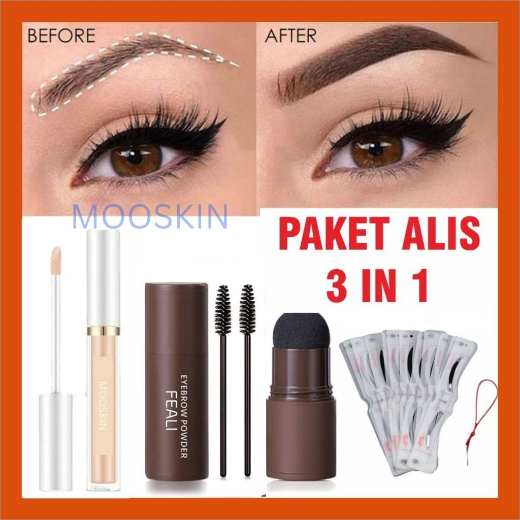 Jual cetakan alis tali karet isi 12 3in1 satu paket eyebrow powder ...