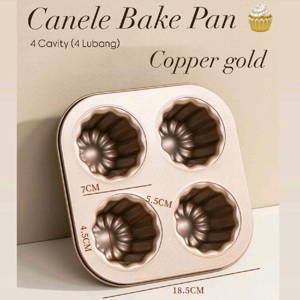 Jual Bake Pan 4 Cups Canele Cake | Copper Gold | Loyang Canele 4 Cavity ...