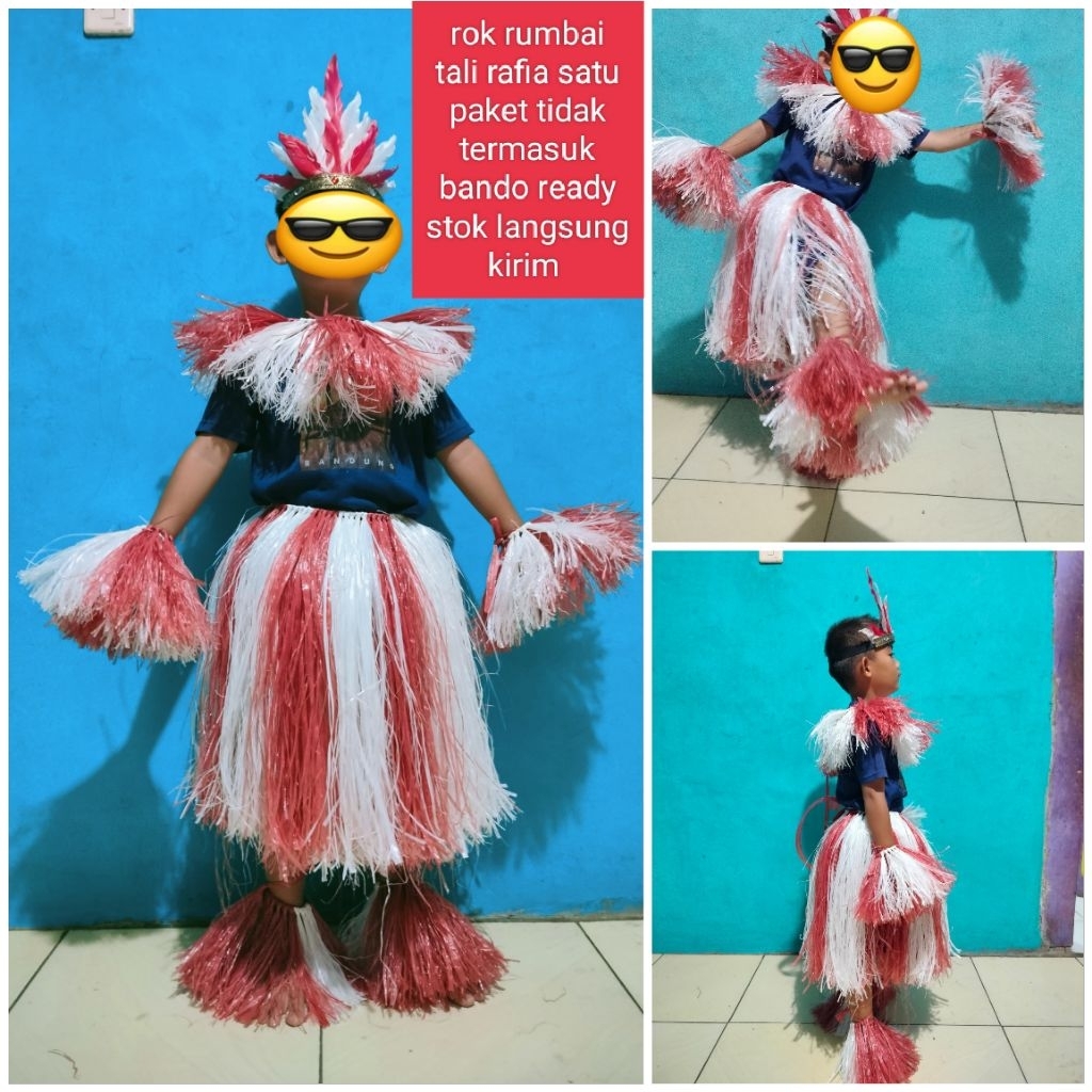 Jual rok tali rafia satu paket rumbai perlengkapan menari pestival ...