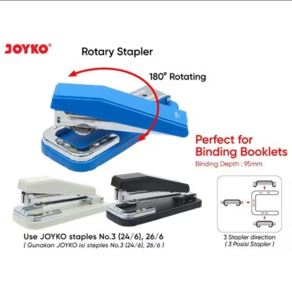 Jual JOYKO Rotary Stapler Stepler Putar Jepretan ST-26/ Staples Buku ...