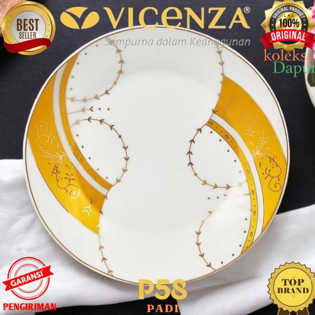 Jual Piring Camilan Piring Dessert merek Vicenza P58 motif padi 6 buah dari bahan Porselen ...