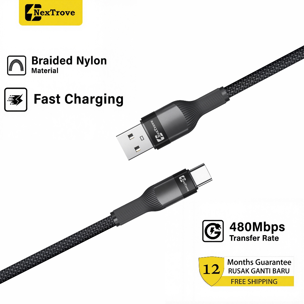 Jual NexTrove Kabel Data Usb A Type-C Lightning 3A 5A 6A Aman Anti ...
