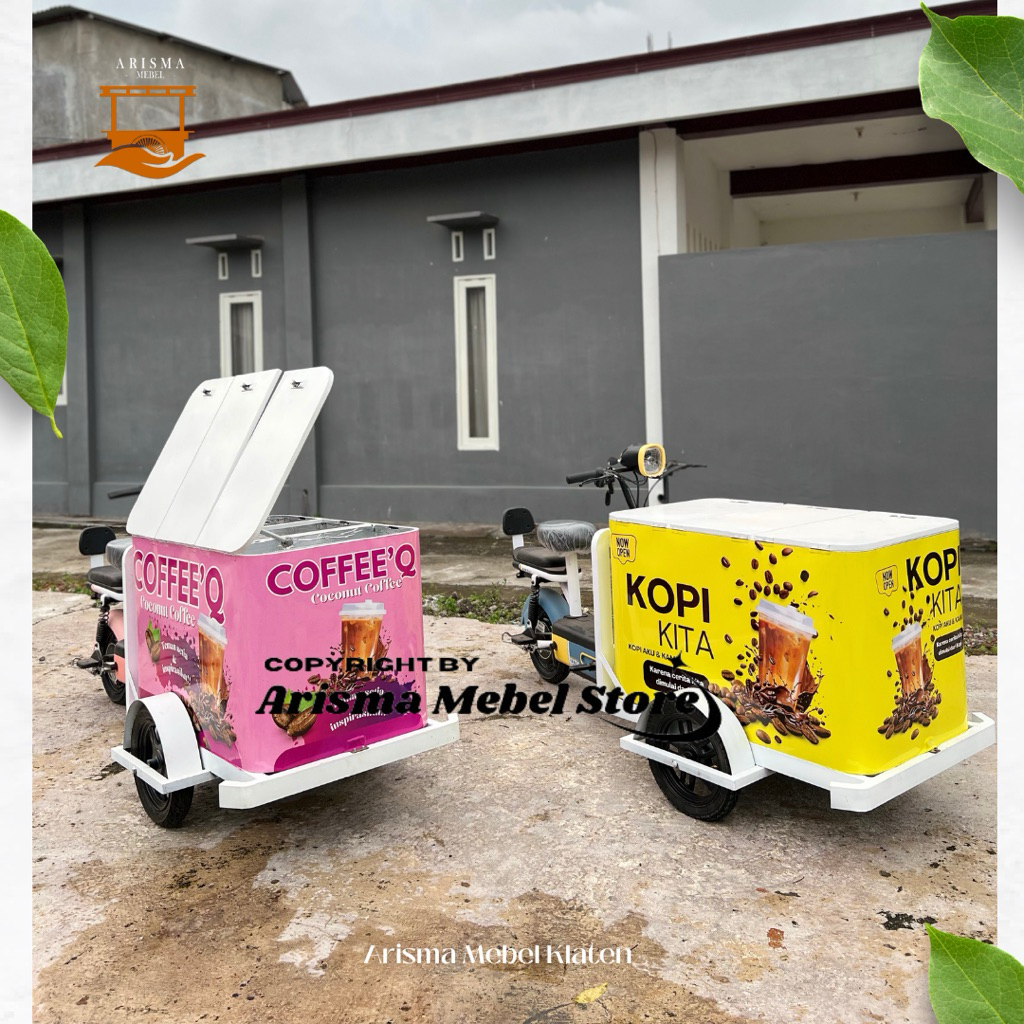 Jual Gerobak Sepeda Listrik, gerobak kopi keliling, gerobak kopi sepeda ...