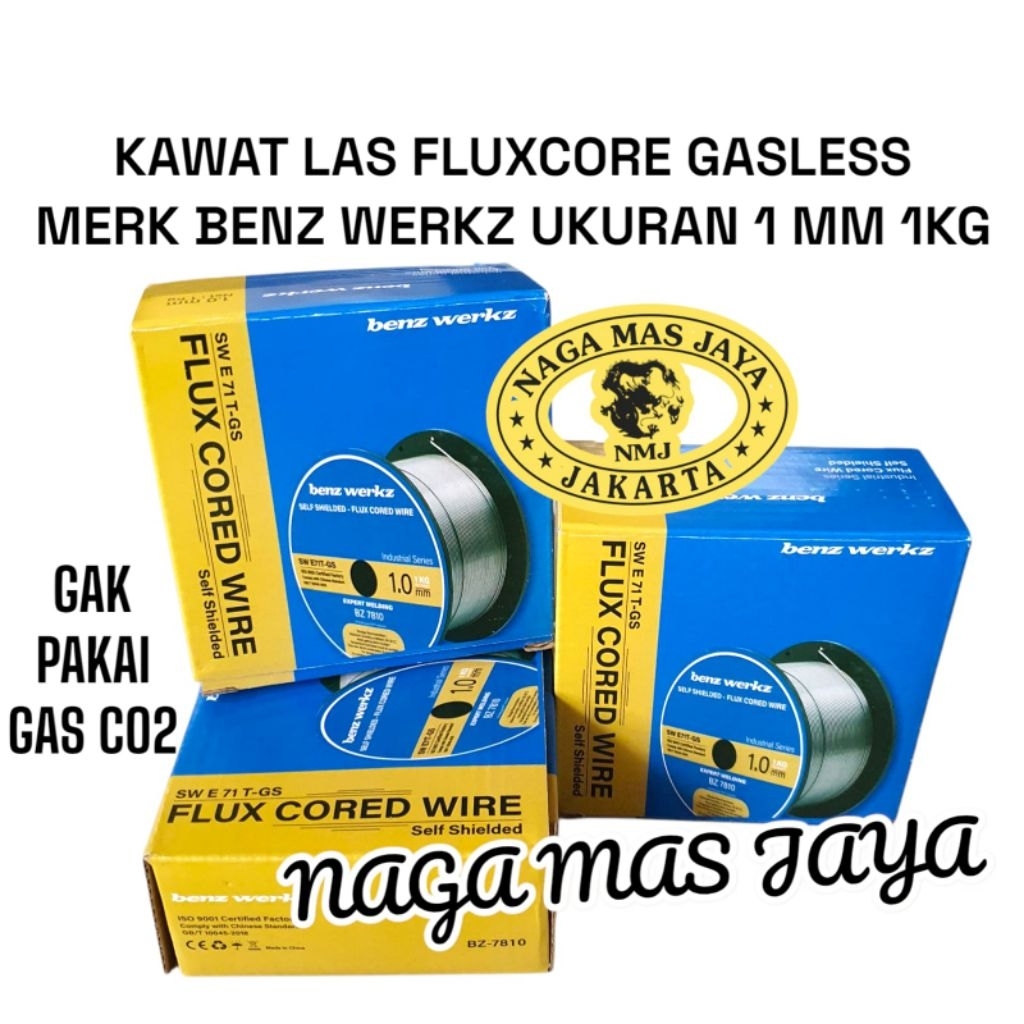 Jual KAWAT LAS FLUX CORE WIRE 1MM 1KG BENZ WERKZ / KAWAT LAS MIG WIRE ...