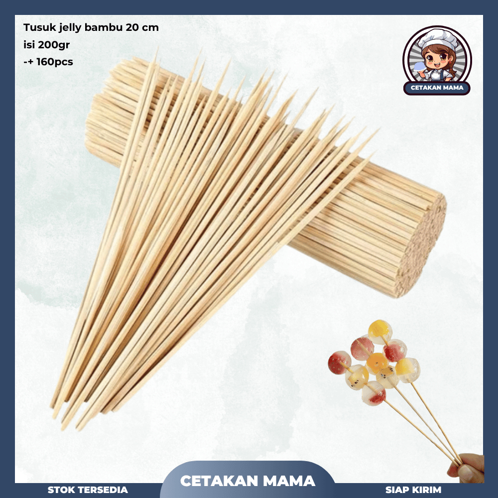 Jual [ISI 200] Tusukan Jelly Bambu 20 cm / Tusuk Sate Kambing Halus ...