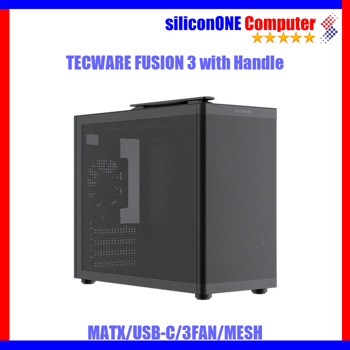 Jual Tecware FUSION 3 Casing PC Mesh MATX 3FAN with Handle USB-C GPU ...