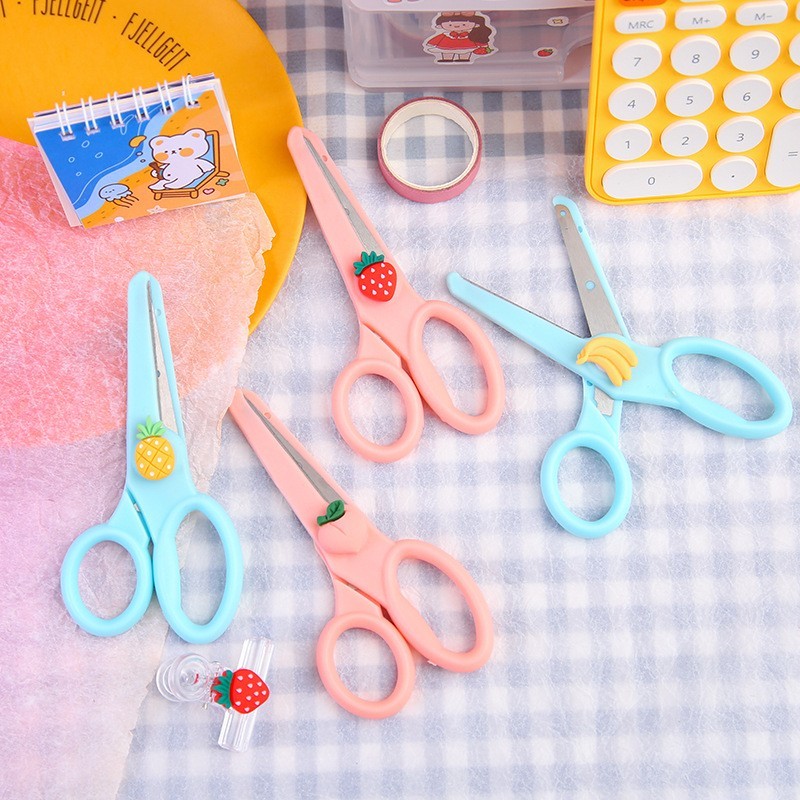Jual Gunting Kertas Anak Karakter Biru Safety Plastic Rounded Scissors ...