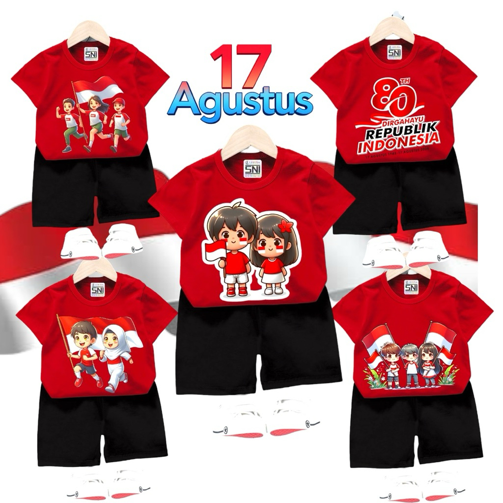 Jual Baju Setelan Kaos 17 Agustus Anak Balita Perempuan Laki Laki 1 2 3 ...