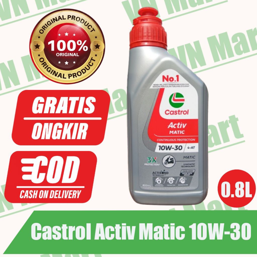 Jual Castrol Activ Matic SAE 10W-30 800ml Oli Mesin Motor Matic 100% ...