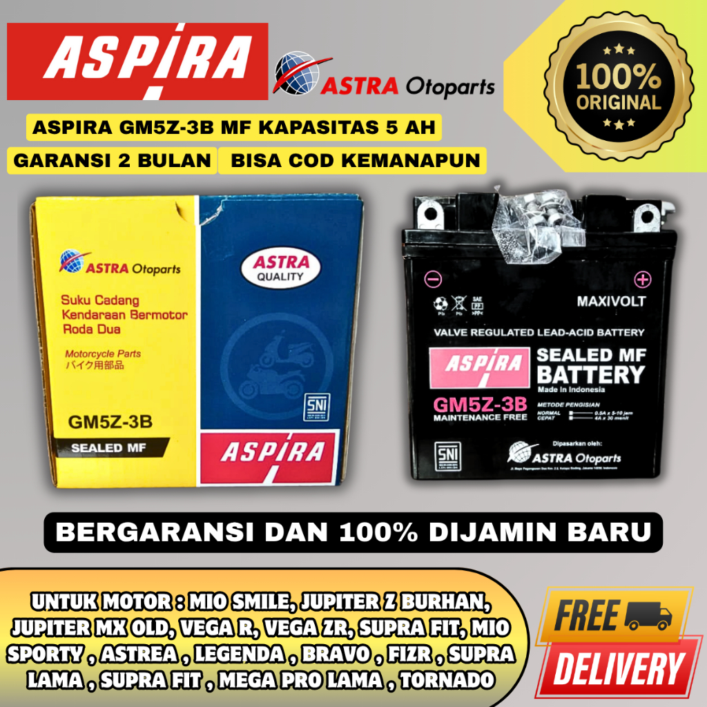 Jual Aki Motor Mio Sporty Smile Jupiter Z MX LAMA Vega R F1ZR ALFA ...