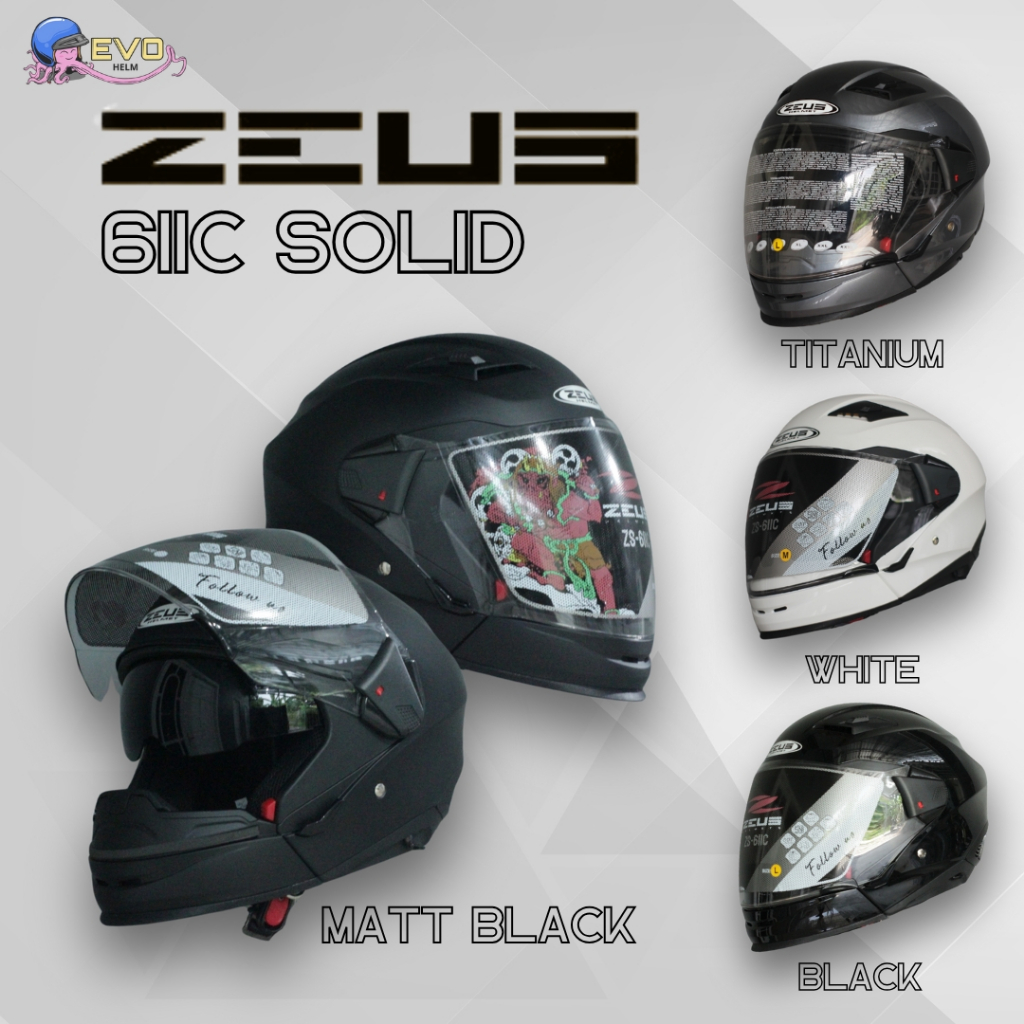 Jual ZEUS ZS 611C SOLID DOUBEL VISOR HELM MODE INNER HALF FACE / FULL ...