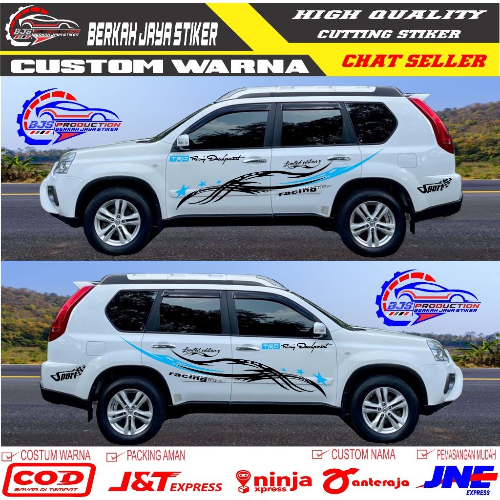 Jual 2pcs kanan kiri list stripe mobil nissan xtrail stiker sticker ...