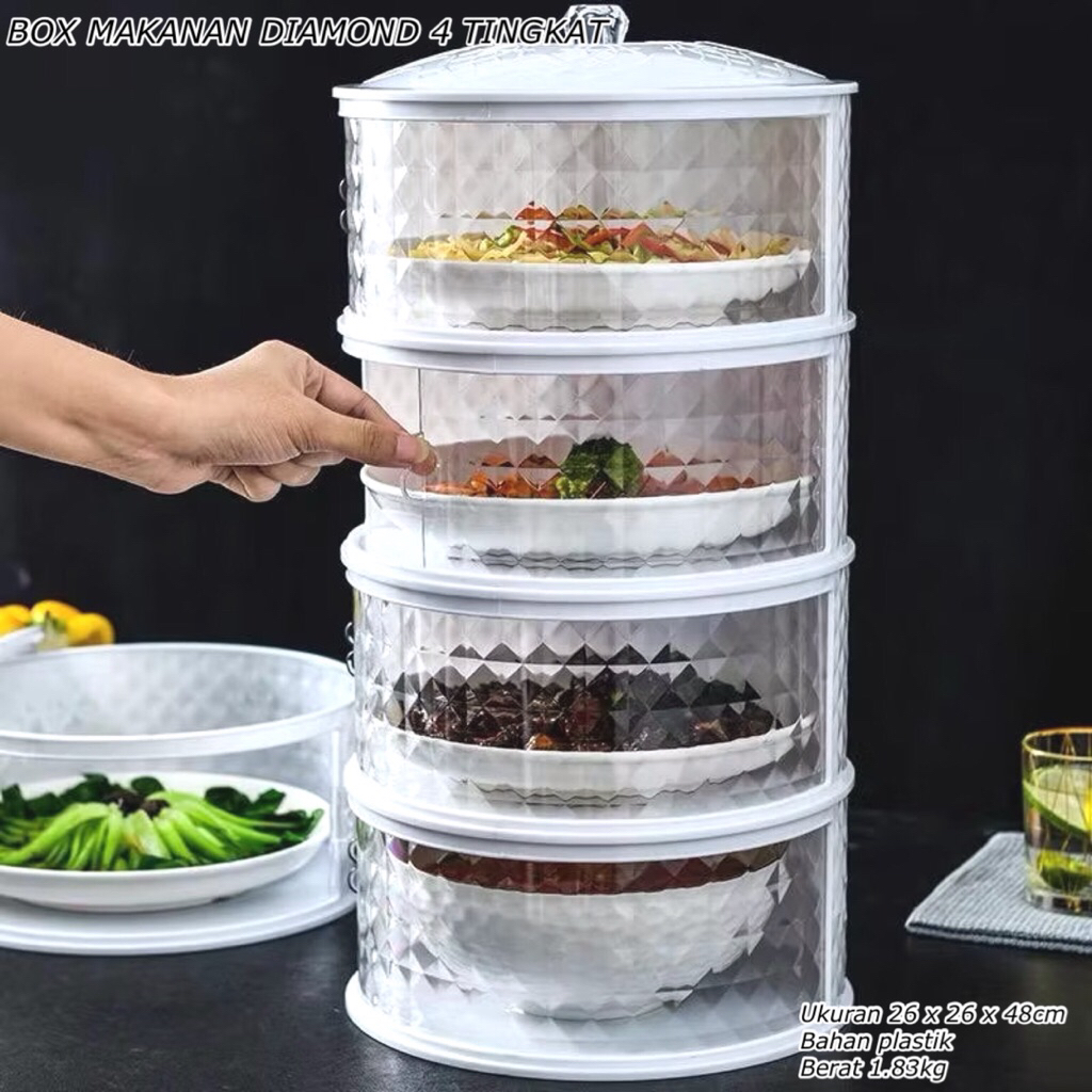 Jual [FM] BOX MAKANAN DIAMOND 4 TINGKAT || TUDUNG SAJI PENYIMPAN ...