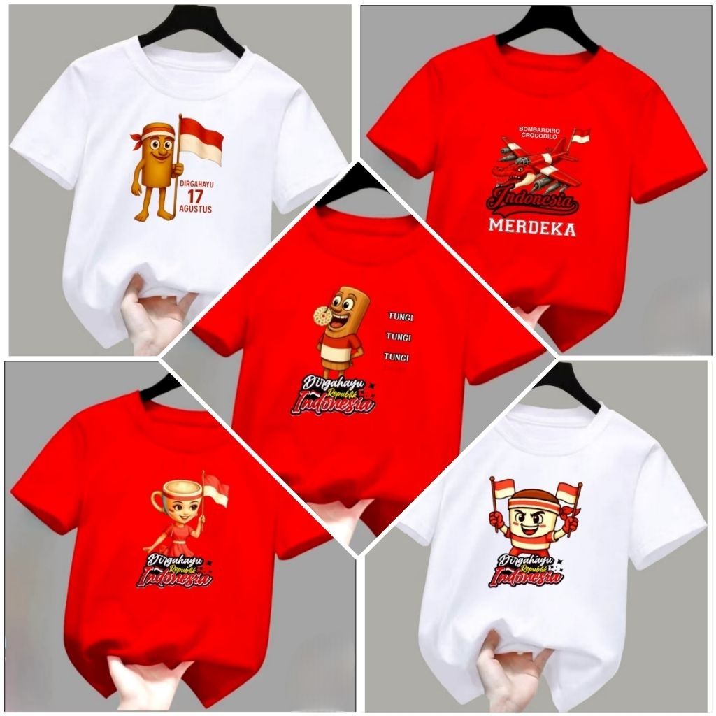 Jual Baju kaos Oblong Anak Unisex Sablon Digital motif Anomali 17agustus 2025/Atasan kaos unisex ...