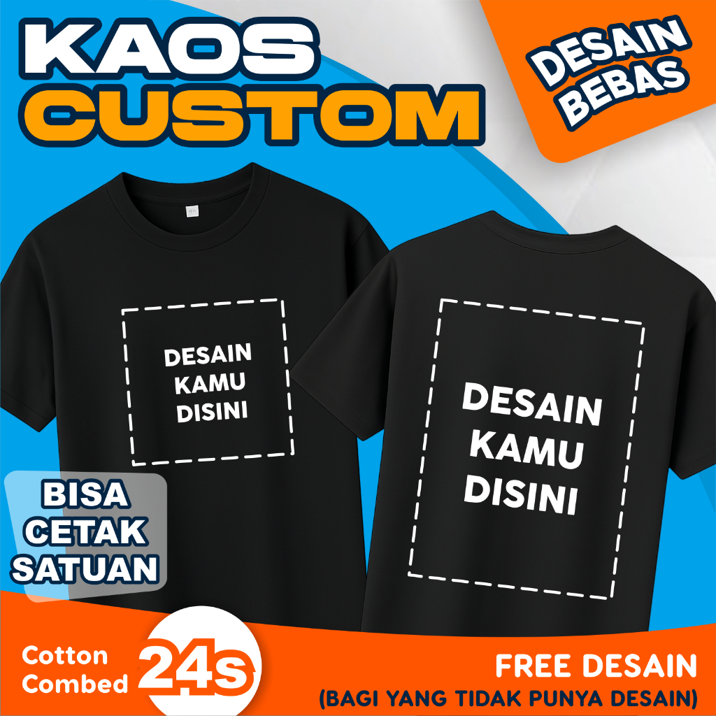 Jual BAJU KAOS Cotton Combed 24s SABLON CUSTOM SATUAN/KOMUNITAS GAMBAR LOGO NAMA TULISAN KATA ...