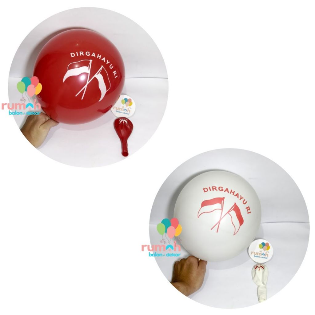 Jual [10 PCS] BALON LATEX 12 INCH DIRGAHAYU RI / BALON MERAH PUTIH 17 ...