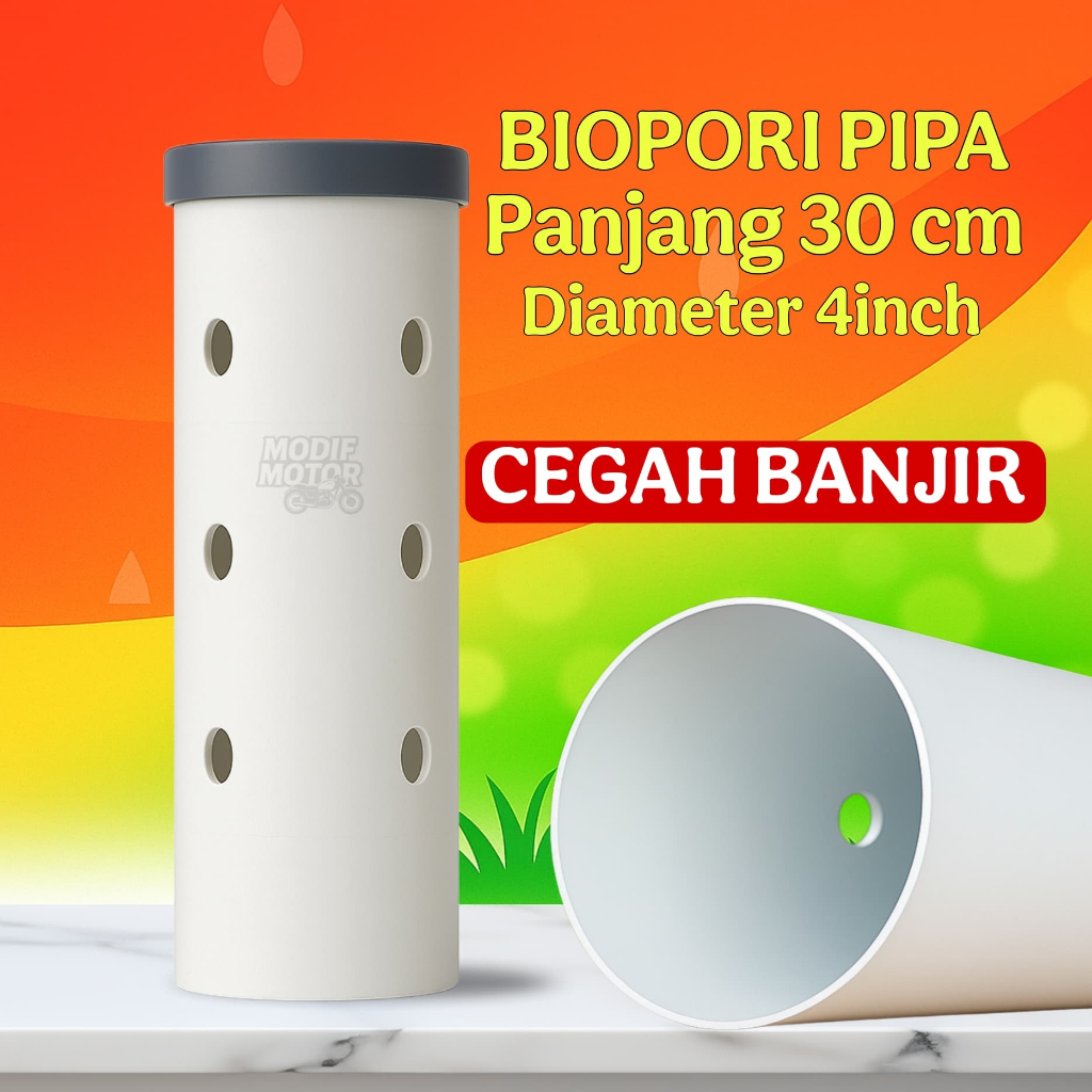 Jual pipa biopori + tutup resapan air 4 Inch tinggi 30 cm | Shopee ...