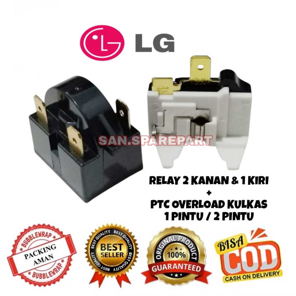 Jual LG Relay 3 Pin 2 kanan 1 kiri + Ptc Overload Kulkas 1 pintu / 2 ...