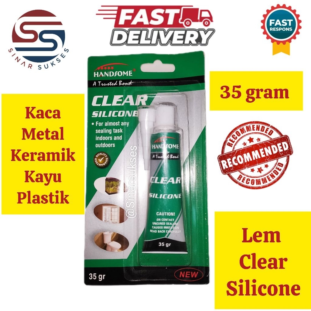Jual Lem Kaca/ Lem Handsome Clear Silicone 35 gram/ Lem Silicon Sealant ...