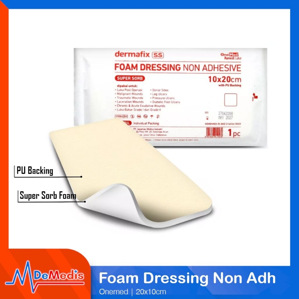 Jual Dermafix SS Foam Dressing Non Adhesive 10x20cm ONEMED Busa ...