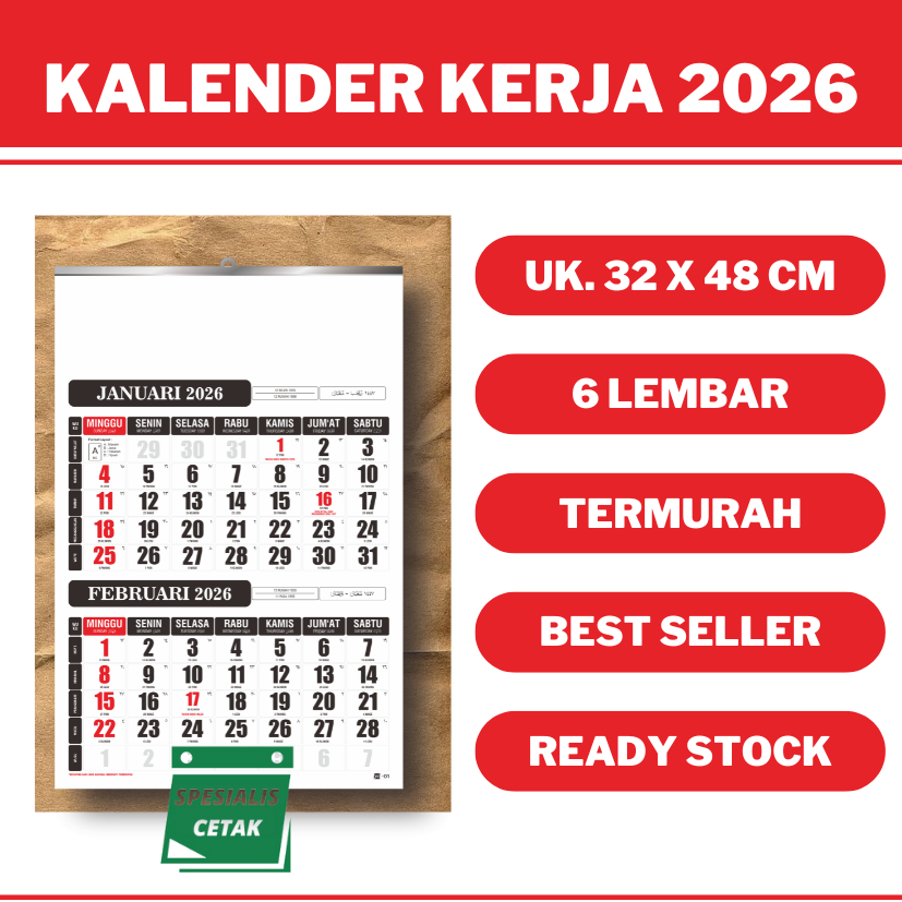 Jual KALENDER KERJA 2026 DWI WULAN, 2 BULANAN ISI 6 LEMBAR MURAH ...