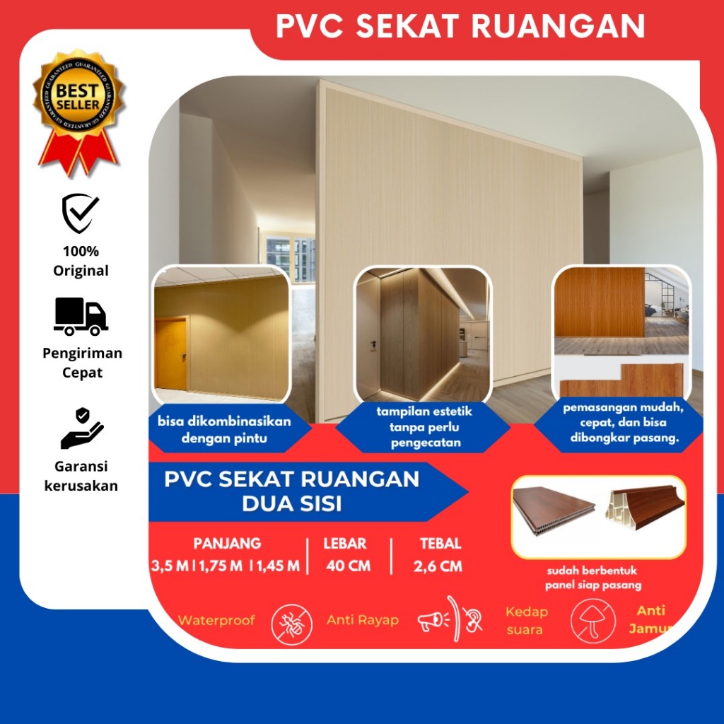 Jual PVC SEKAT RUANGAN / PARTITION WALLPANEL / UK Lebar 40CM X Panjang ...