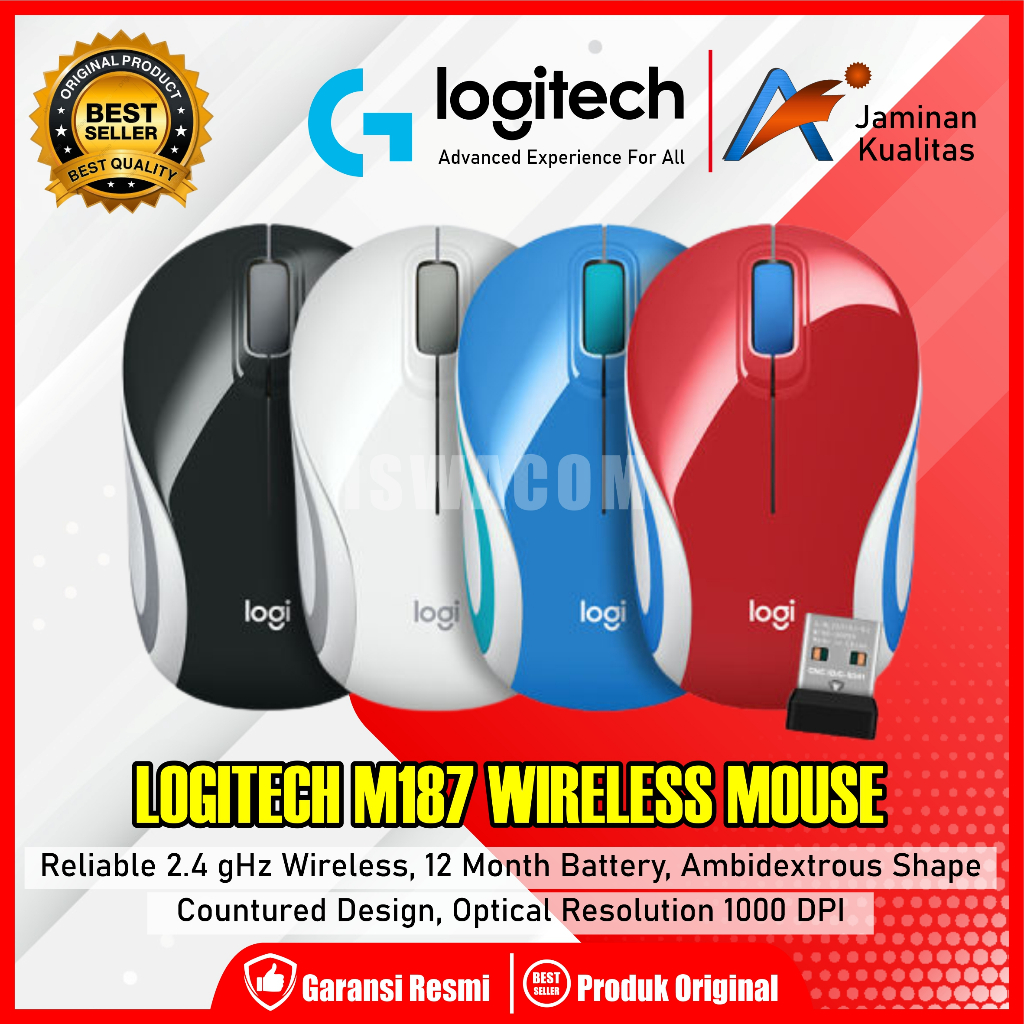 Jual Logitech M187 Mouse Wireless Mini ULTRA Portable | Shopee Indonesia