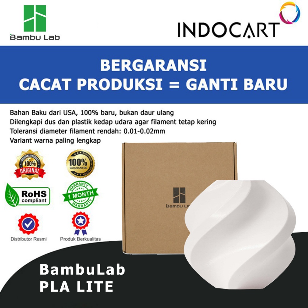 Jual 3D Printer Filament Refill BambuLab PLA Lite Easy To Print ...