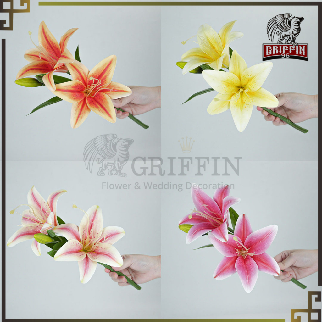 Jual Bunga Lily Latex 2 Cabang Bunga lili Palsu Bahan Lateks Artificial ...