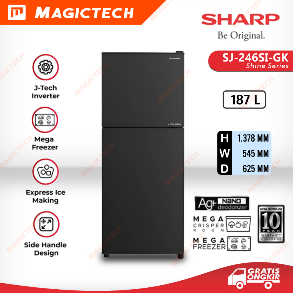 Jual KULKAS SHARP 2 PINTU SJ-246SI-GK / SJ-246 Shine J-Tech Inverter ...