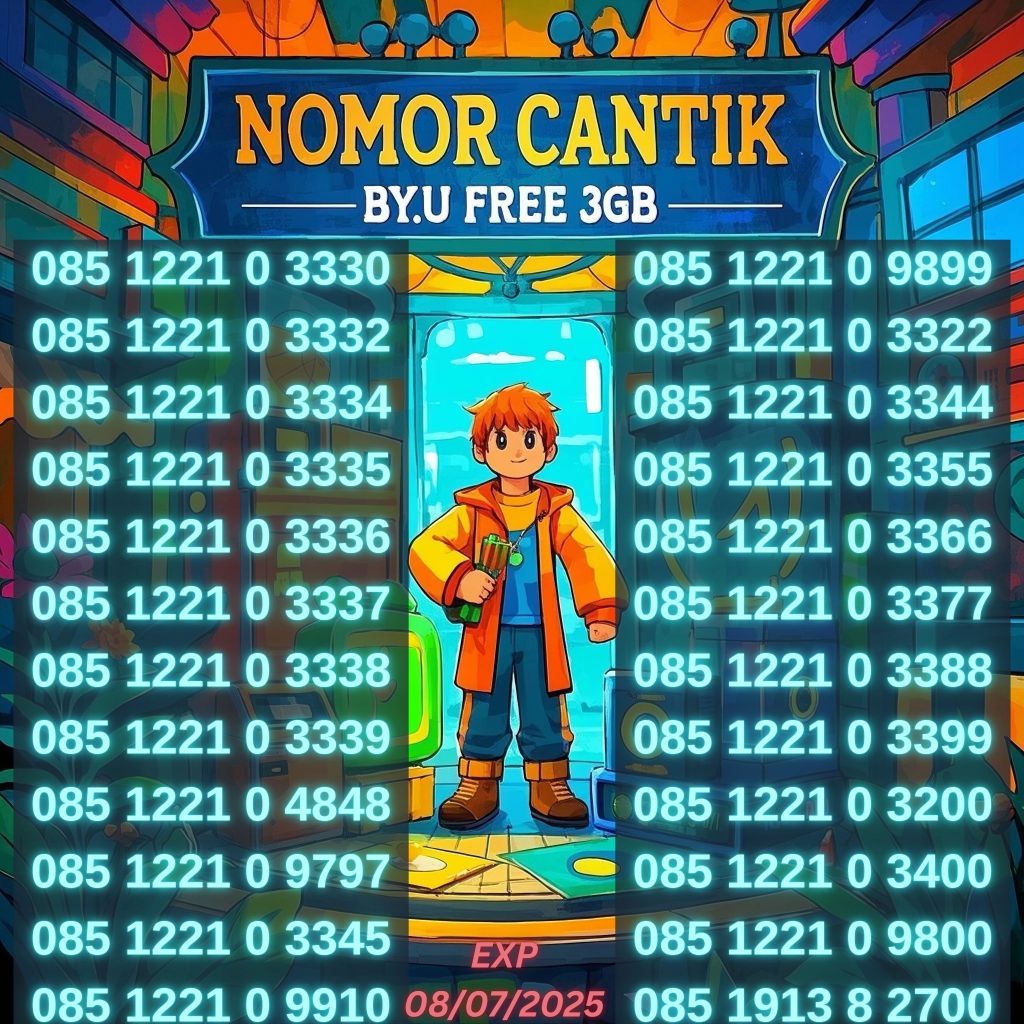 Jual Nomor Cantik BY.U Seri 085 1221 0 333X Bonus 3GB Harga mulai 25ribu | Shopee Indonesia