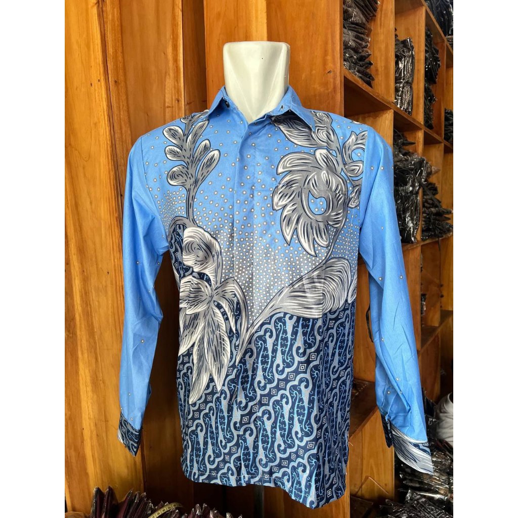 Jual REALPICK KEMEJA BATIK PRIA LENGAN PANJANG BUNGA ANGREK SOFT BLUE ...