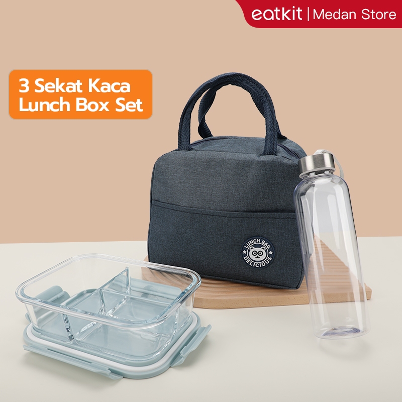 Jual [Medan Ready Stock] Eatkit Kotak Makan Siang Kaca Tahan Panas 1000ml Kotak Makan Siang Kaca ...