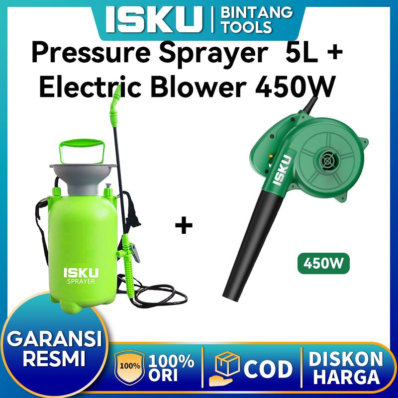 Jual ISKU Pressure Sprayer 5L + Electric Blower 450W 5 Liter Pressure ...