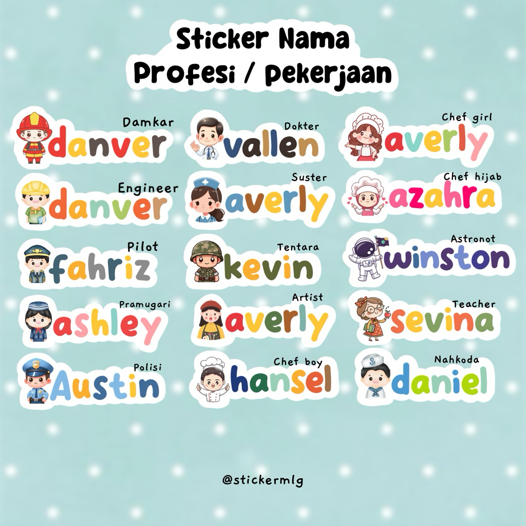 Jual STICKER LABEL NAMA PALETTE PROFESI PEKERJAAN PROFFESION Cute name ...