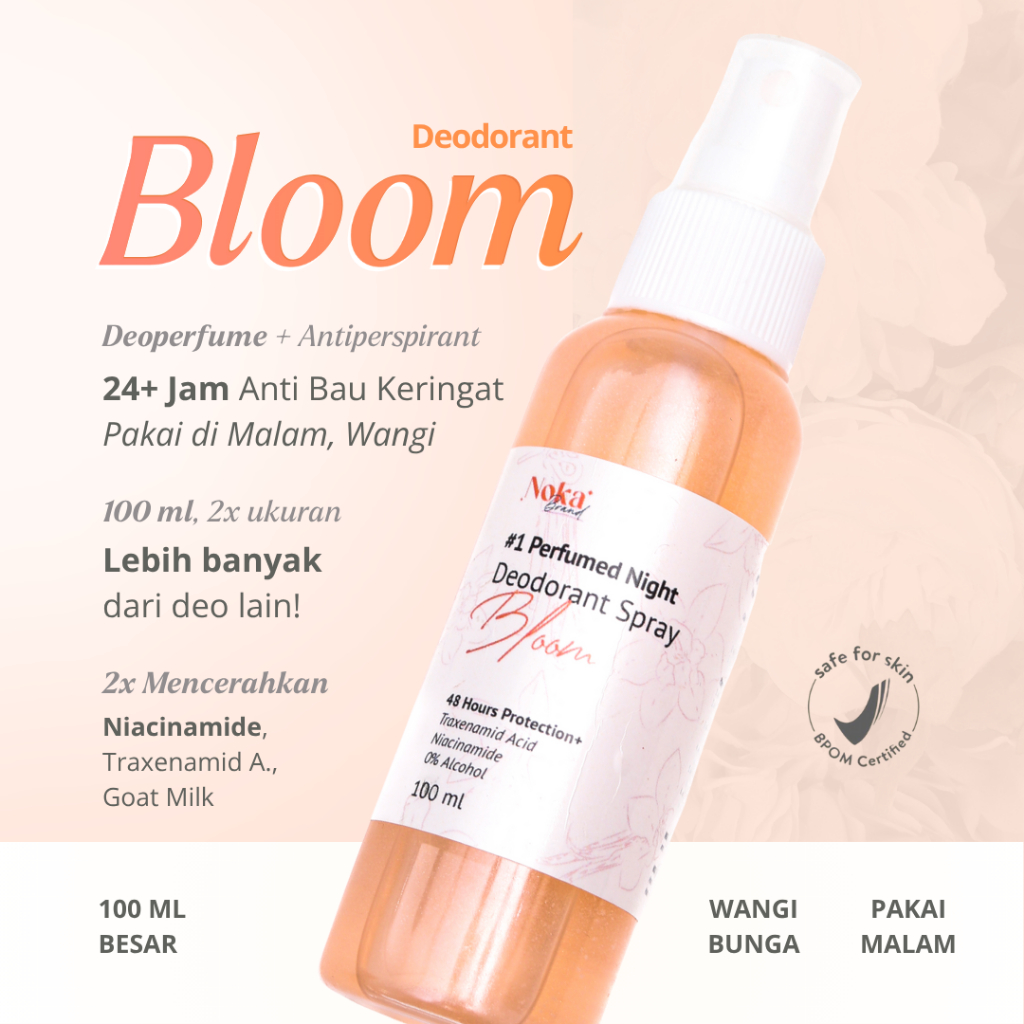 Jual NOKA Deodorant - BLOOM (Night Deo Perfume Spray with Niacinamide ...