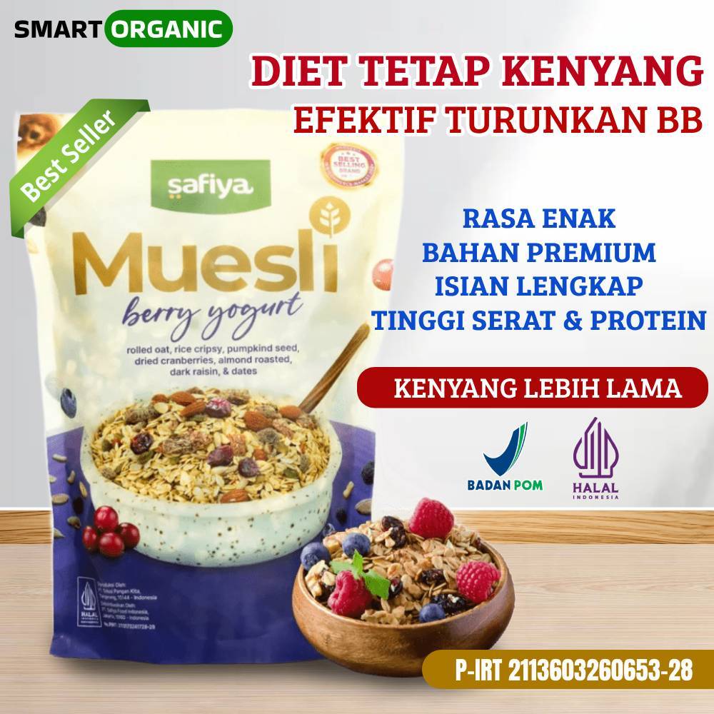 Jual Muesli Berry Yogurt Safiya 1 Kg Sereal Sarapan Diet Sehat Rolled ...
