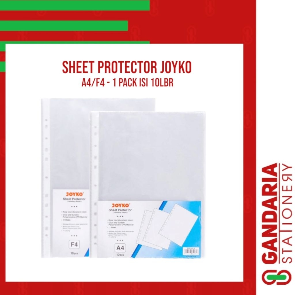 Jual [10 lbr] Sheet Protector PP Pocket Plastik Binder JOYKO A4/F4 ...
