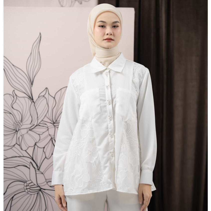 Jual Mayoutfit Arkany Shirt | Kemeja Wanita Kombi Lace Brukat Bordir ...
