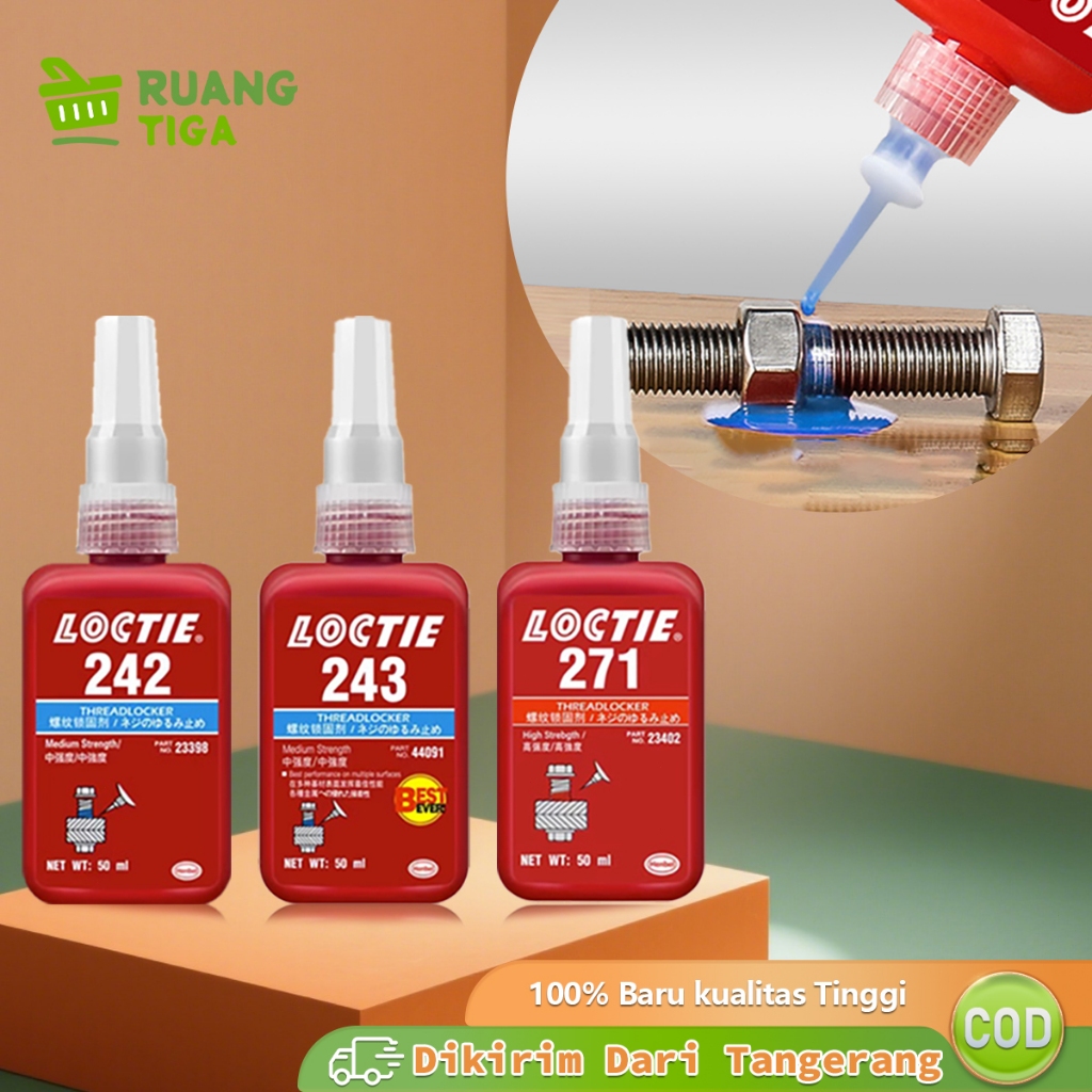 Jual 50ml Lem Baut 242/243/271 Thread Locker Lem Baut Lem Pengunci Ulir ...