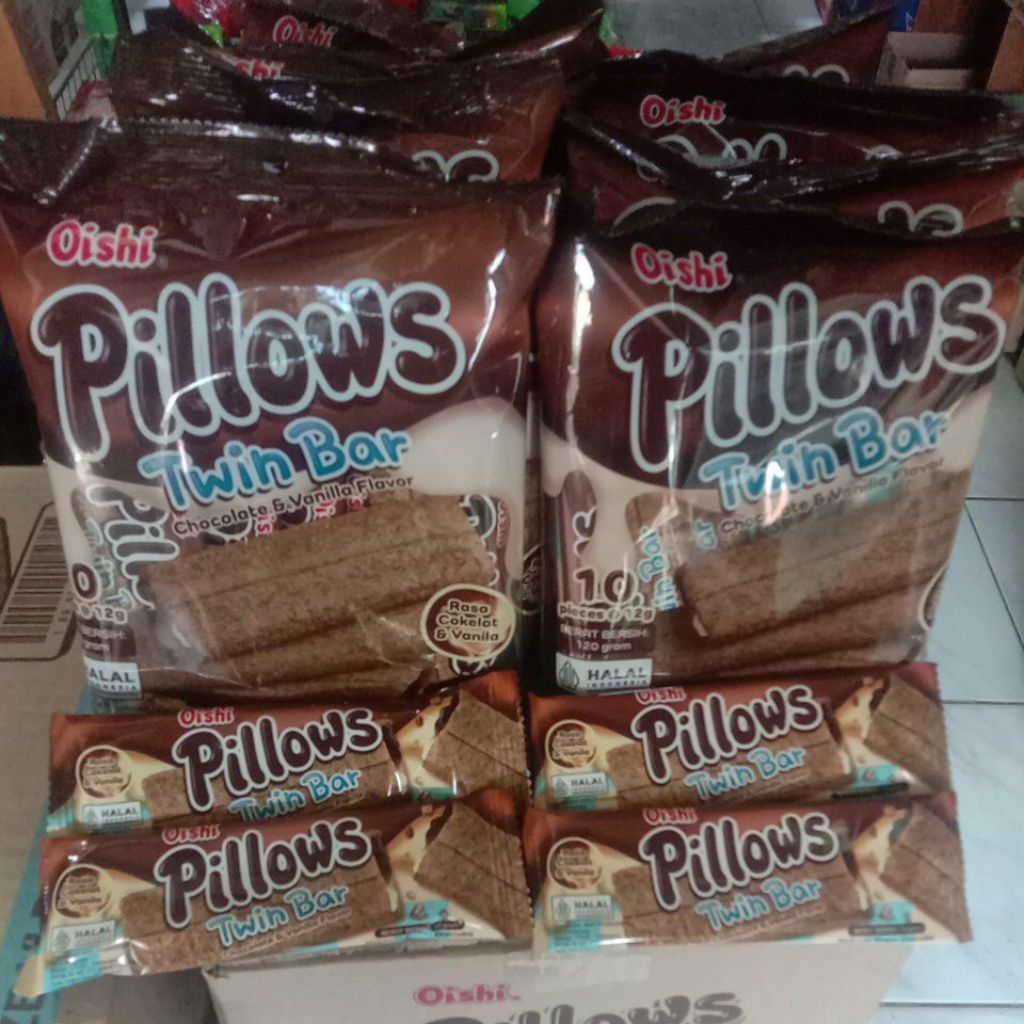 Jual PILLOWS TWIN BAR Oishi Rasa cokelat vanila 1 bag isi 10 pcs ...