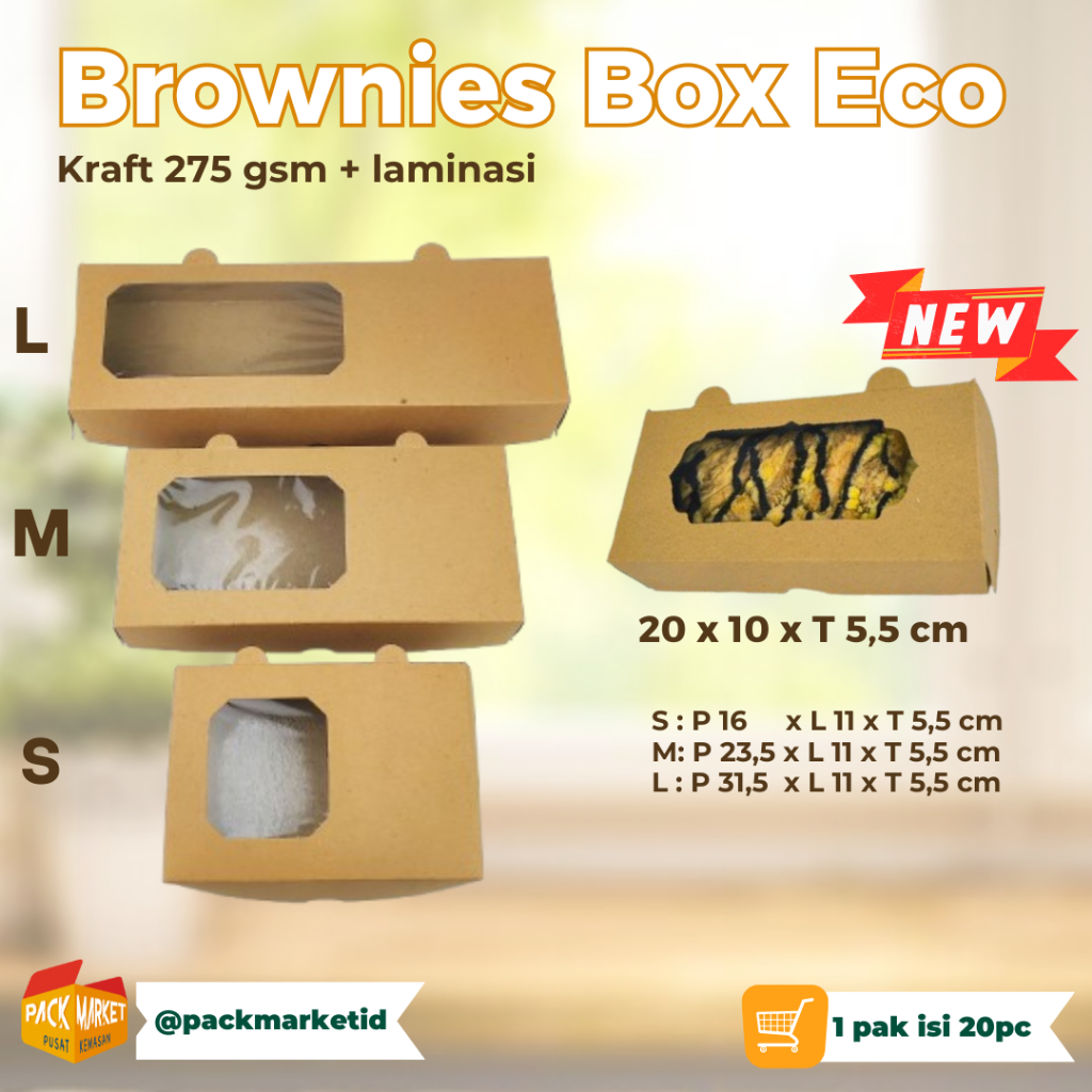Jual Brownies Box 4 Ukuran - 1 pak isi 20pc/Kotak Brownies/ Dus/ Cake ...