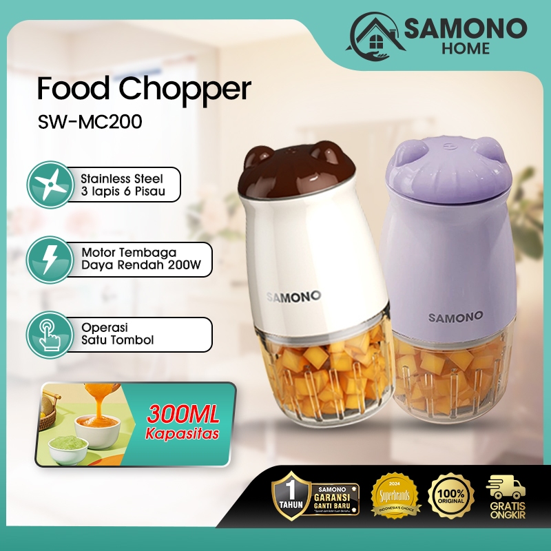 Jual SAMONO Food Chopper Multifungsi 300ml Penghalus Daging dan Bumbu ...