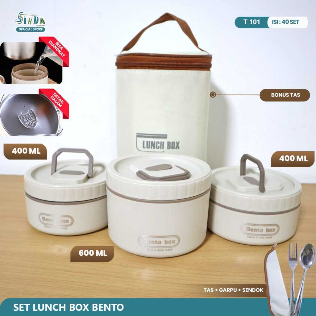 Jual Lunch Box Stainless Steel Viral Premium Set Isi 3 | Shopee Indonesia